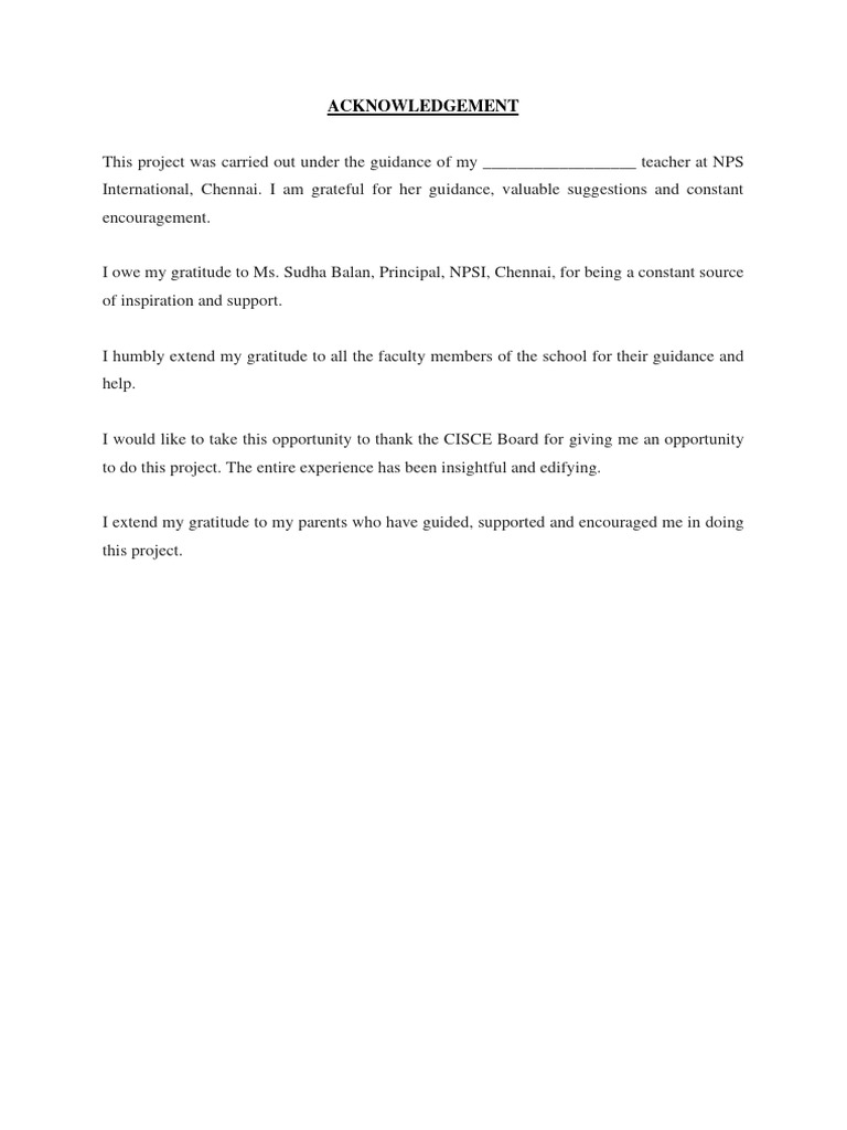 Project Acknowledgement and Gratitude | PDF | Career & Growth