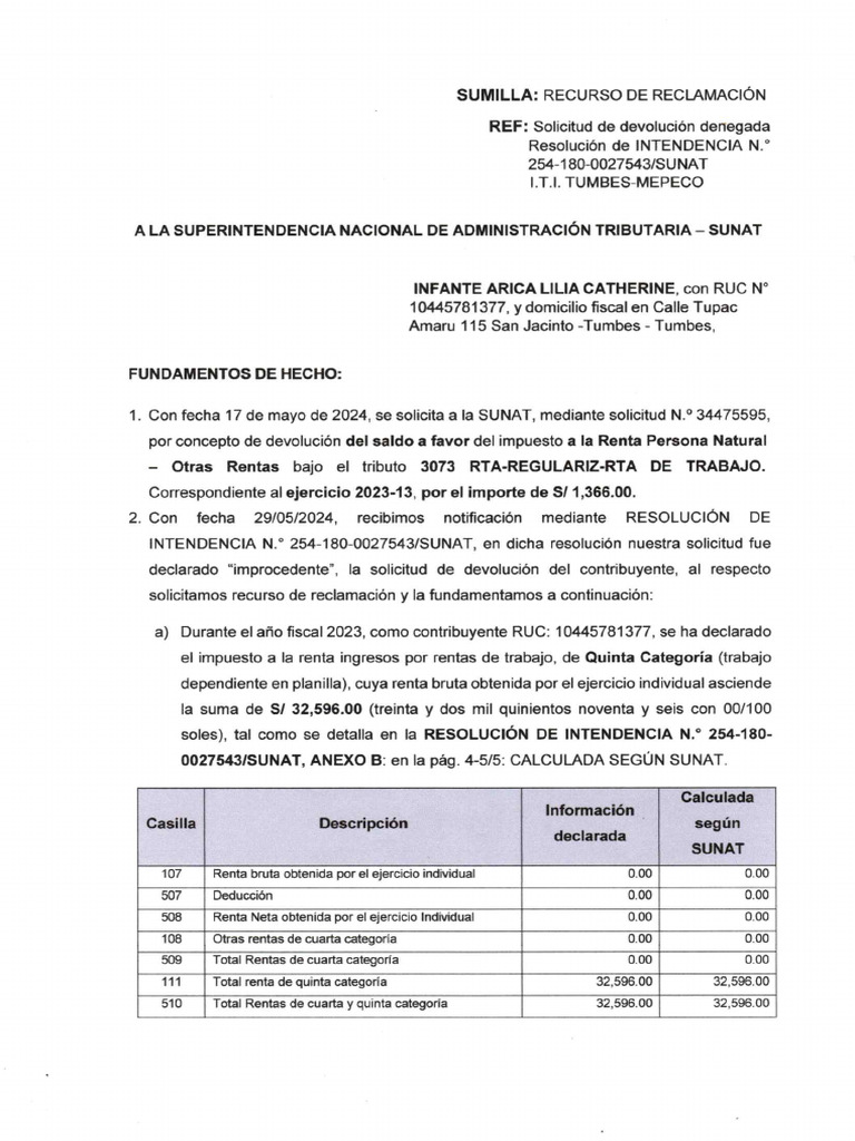 Escrito de Recurso de Reclamacion | PDF