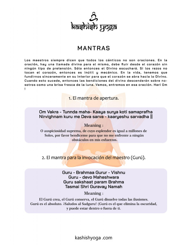 Mantra Sheet Spanish | PDF