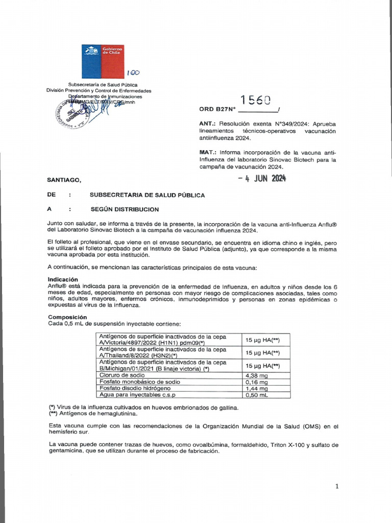 ORD 1560 04 06 2024 Incorporacion de La Vacuna Antiinfluenza Del Lab ...