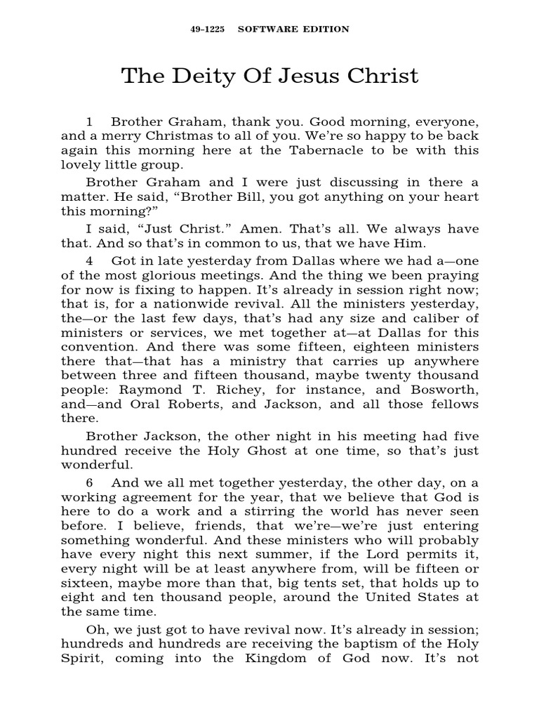 49-1225 the Deity of Jesus Christ (Luke 2) | Download Free PDF | Jesus ...