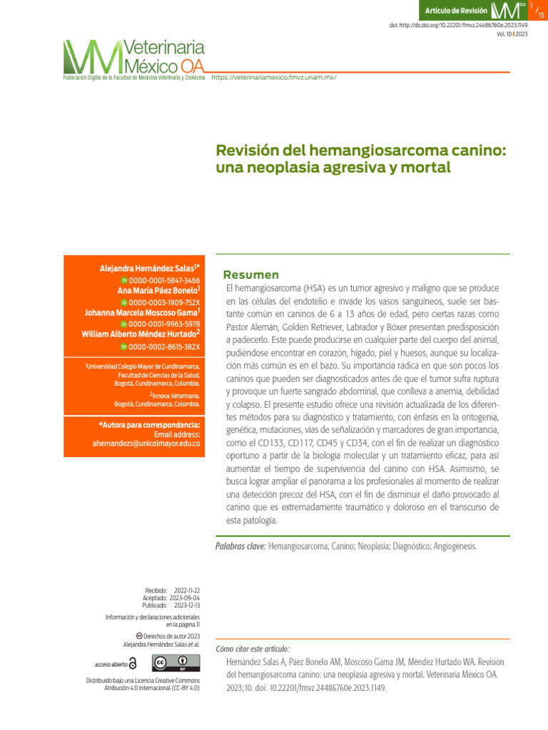 Hemangiosarcoma Canino: Diagnóstico y Tratamiento | PDF | Cáncer | P53