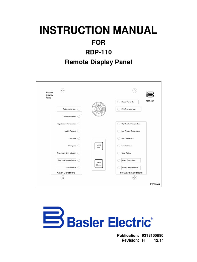 Basler RDP-110 | PDF | Alternating Current | Electrical Wiring