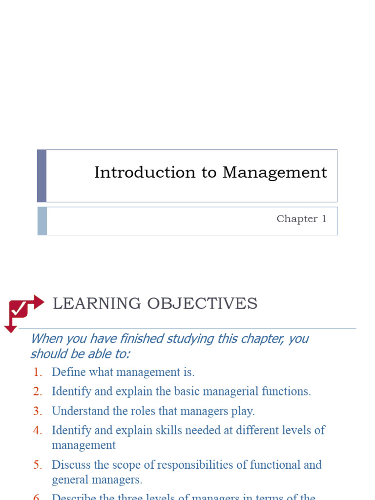 Chapter 1 Introduction To Management | PDF | Goal | Efficiency