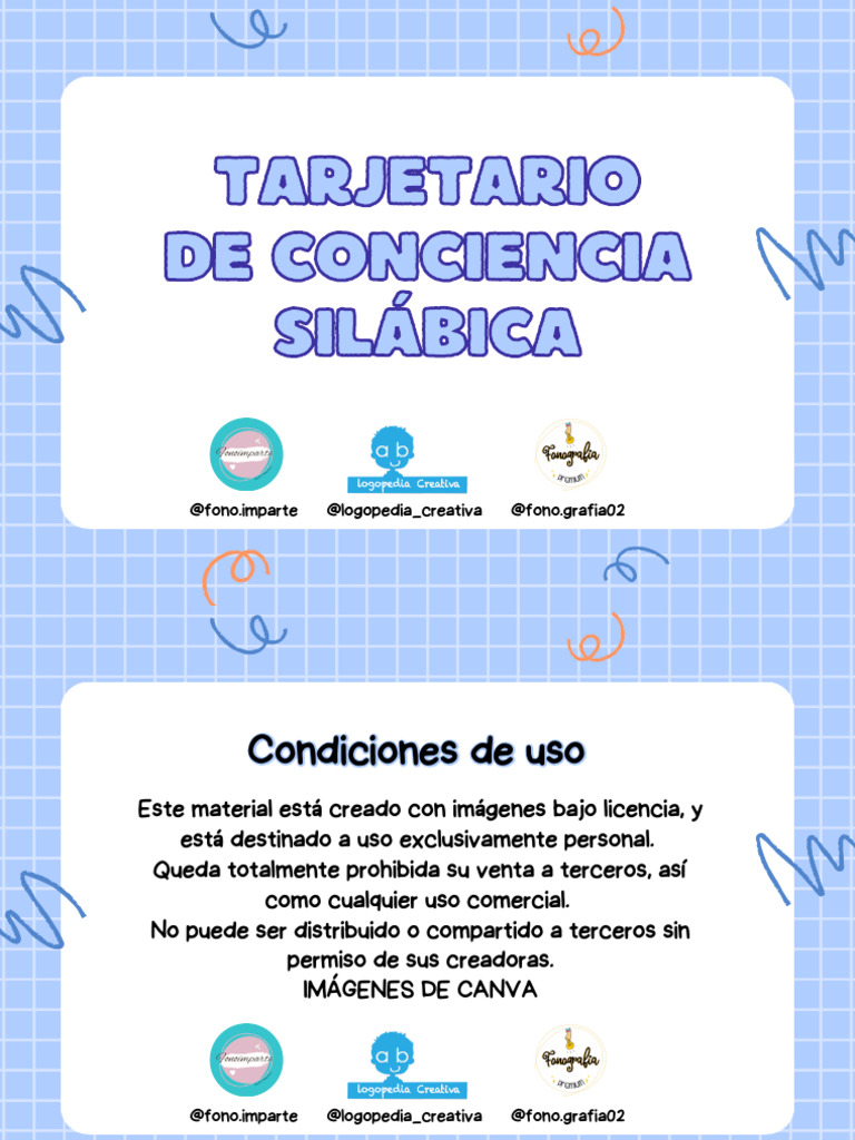 Tarjetario de Conciencia Silábica | PDF | Fonología | Fonética