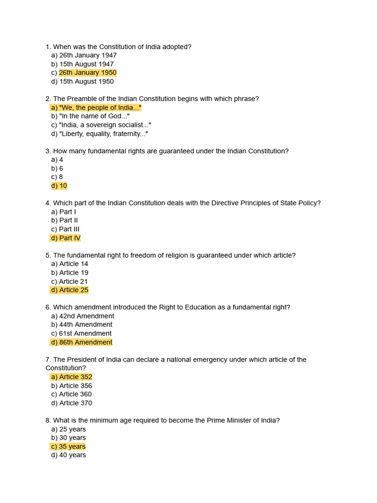 Constitutional amendments quiz | PDF | Government | Justice