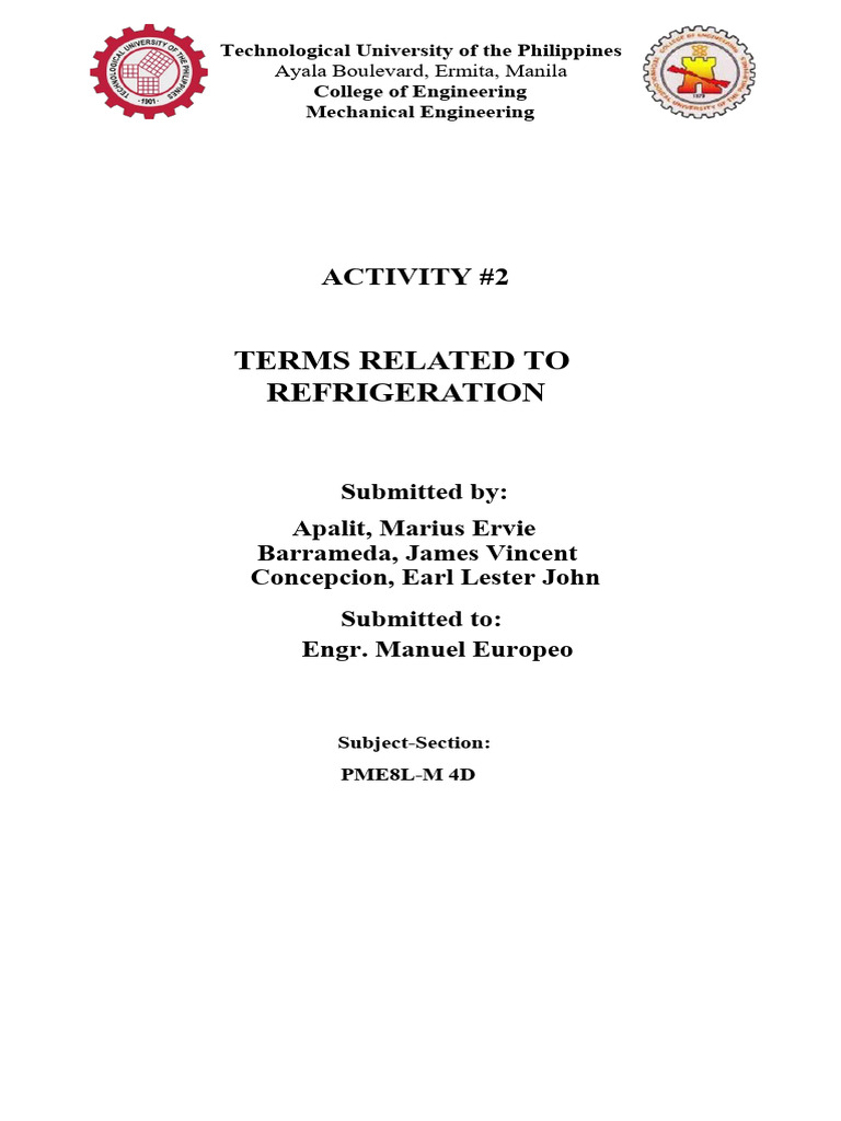 MELAB 3 - Act 2 | PDF | Refrigeration | Refrigerator