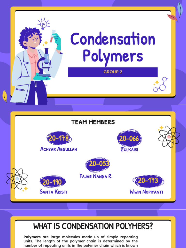Condensation Polymers Group 2 | PDF | Polyester | Polymers