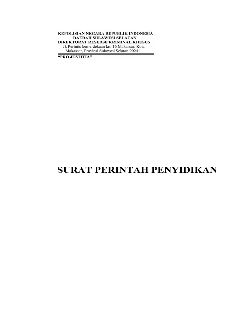 Contoh Surat Perintah Penyidikan | PDF | Ilmu Sosial