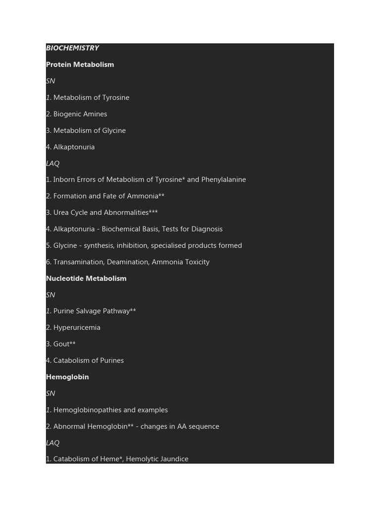 biochemistry important topics | Download Free PDF | Metabolism | Enzyme