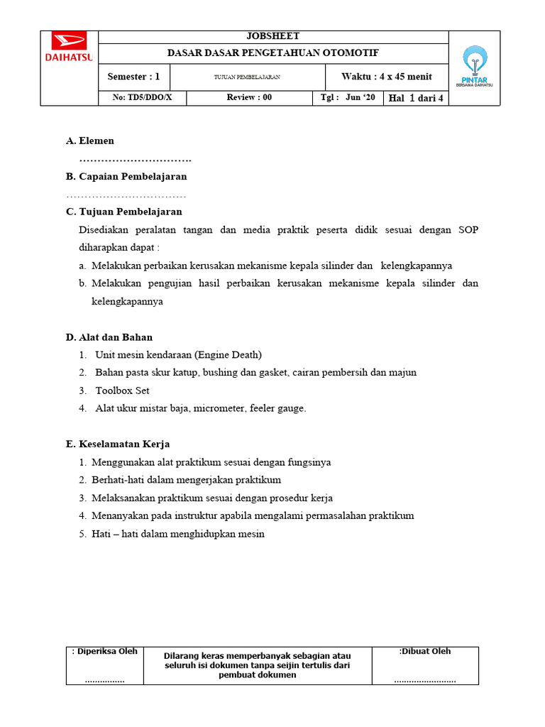 5. Template Jobsheet | PDF