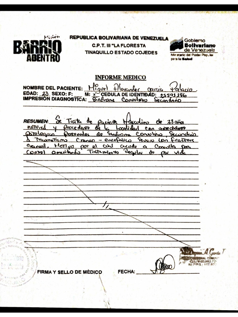 Informe Medico Miguel Garcia | PDF