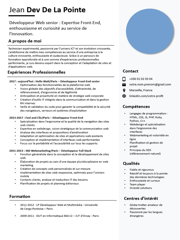 CV Développeur Web Senior | PDF | Internet | Internet et Web
