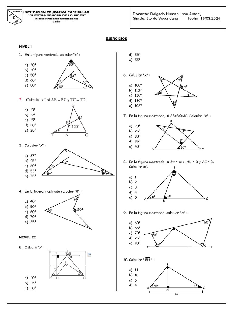 Triangulos - Geometria 5to | PDF | Triángulo | Geometría Elemental