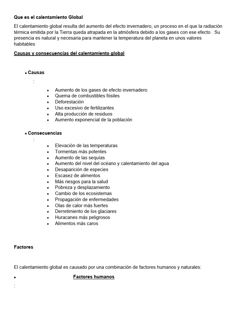 Que Es El Calentamiento Global | PDF | Gases de efecto invernadero ...
