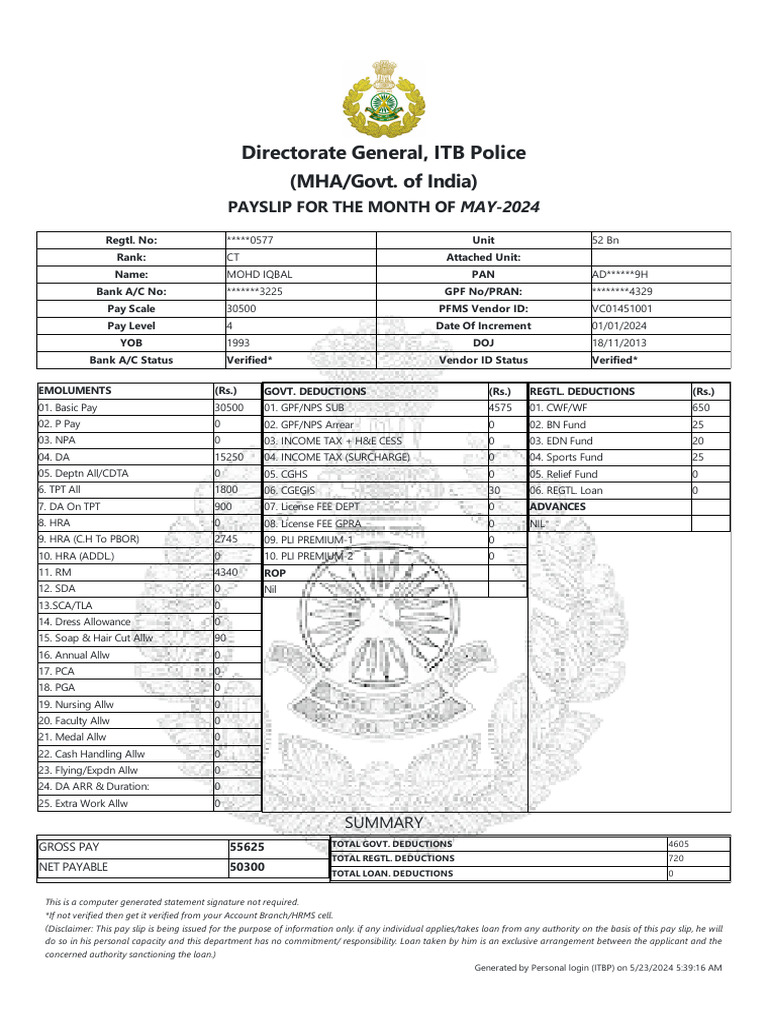 Pay Slip | PDF | Payments | Economies