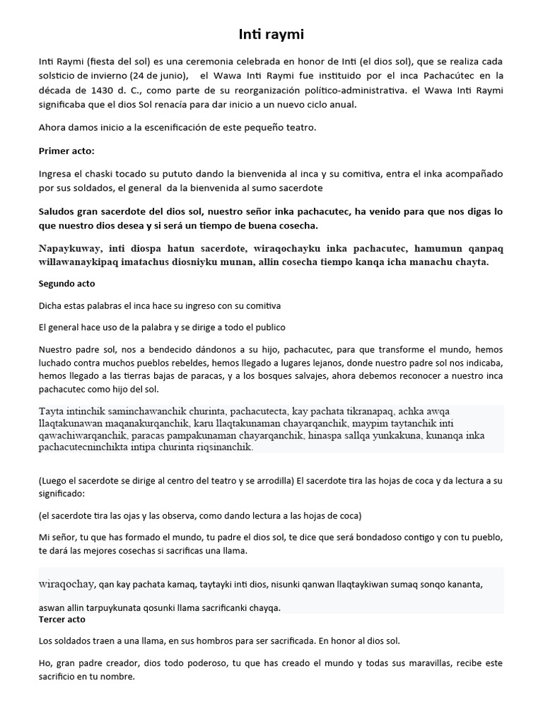 Inti raymi | PDF | Imperio Inca