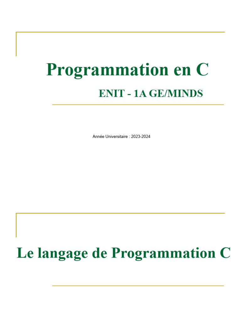 Diapos Cours C | PDF | Structure de contrôle | C (Langage de programmation)