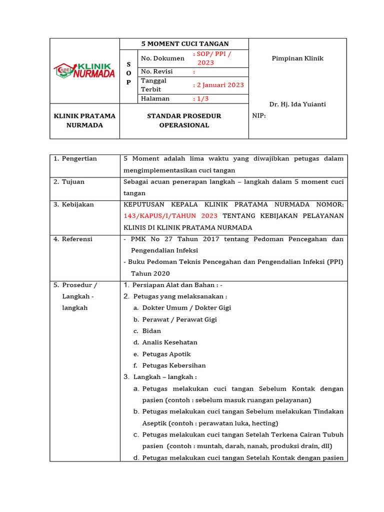 SOP 5 Moment Cuci Tangan | PDF