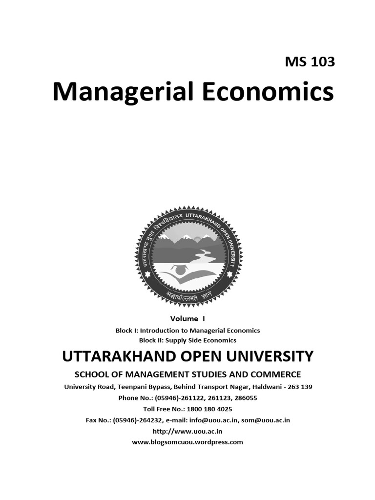 Managerial Economics MS-103 | PDF | Economics | Supply (Economics)
