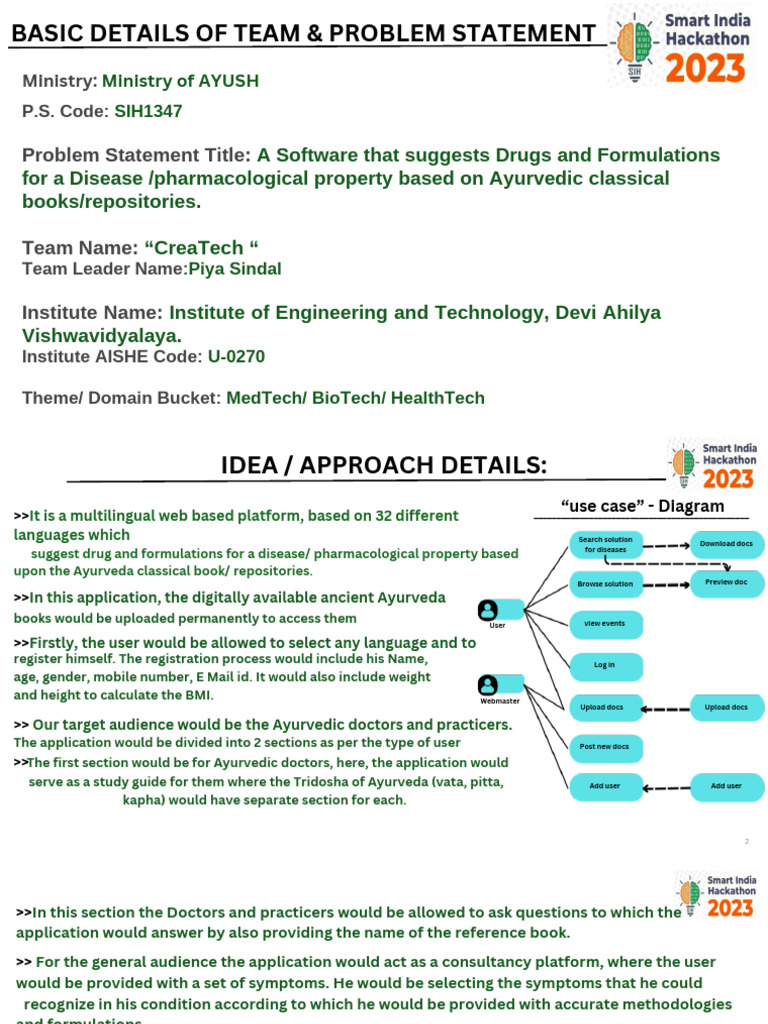 Sih Final | PDF | Ayurveda | Application Software