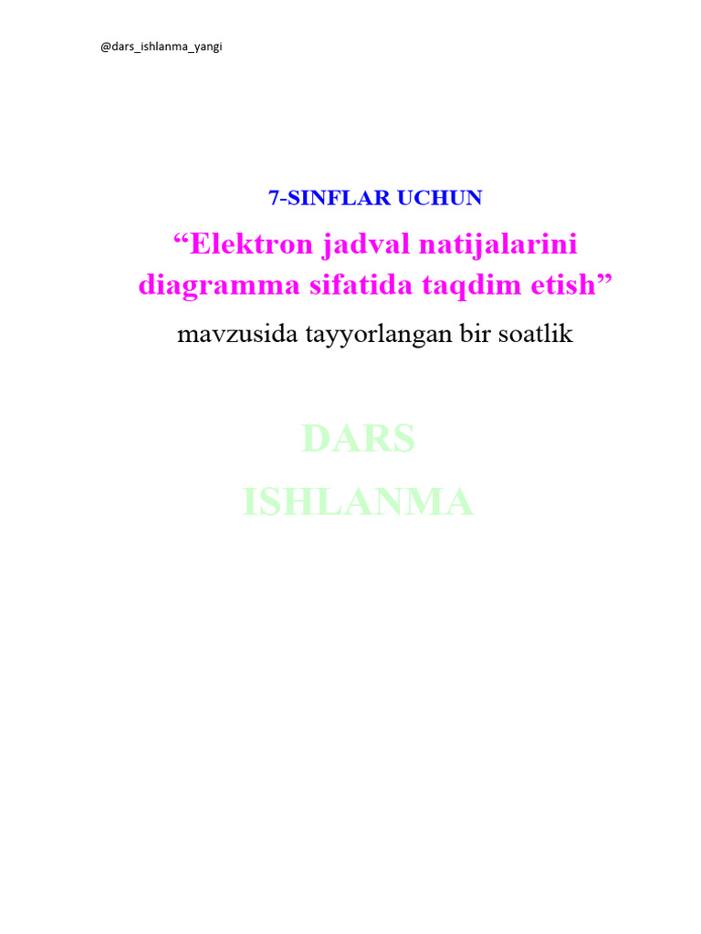7 Sinf Informatika 23 Elektron Jadval Natijalarini Diagramma Sifatida | PDF