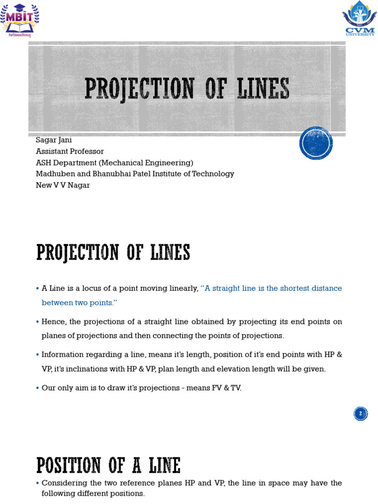 Projection of Lines | PDF | Line (Geometry) | Angle