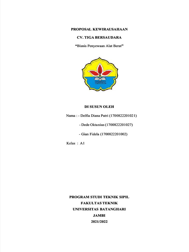 PDF Tugas Proposal Kelompok Kewirausahaan Teknik Sipil - Compress | PDF