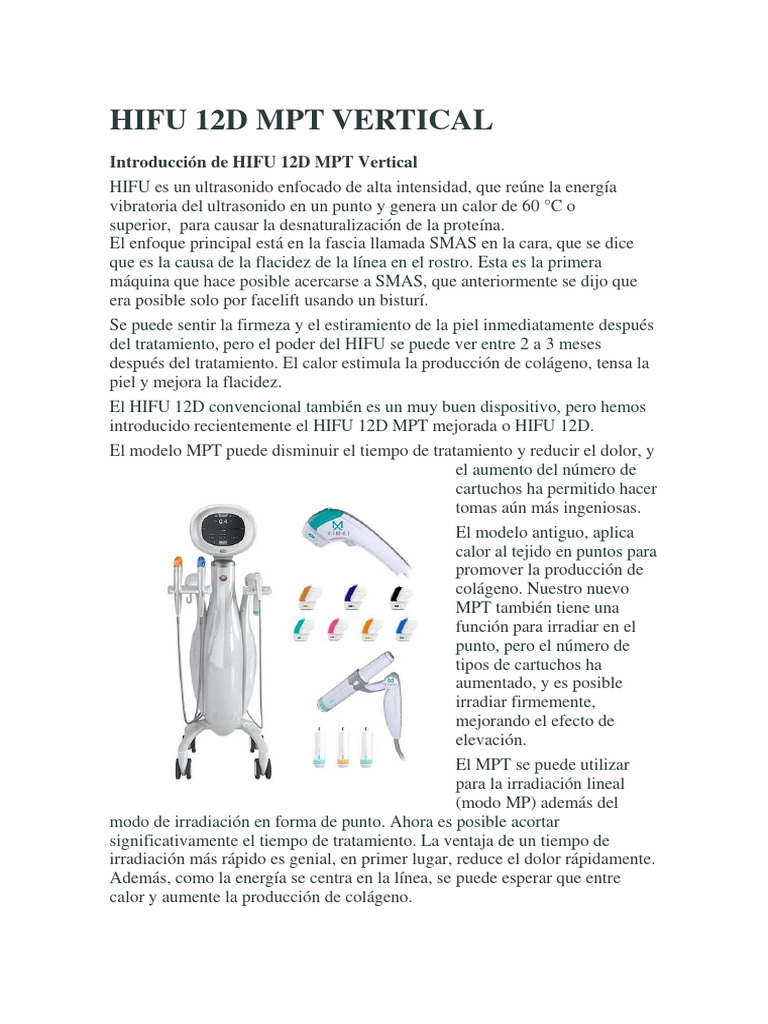 HIFU 12D MPT: Eficacia y Beneficios | PDF | Ultrasonido