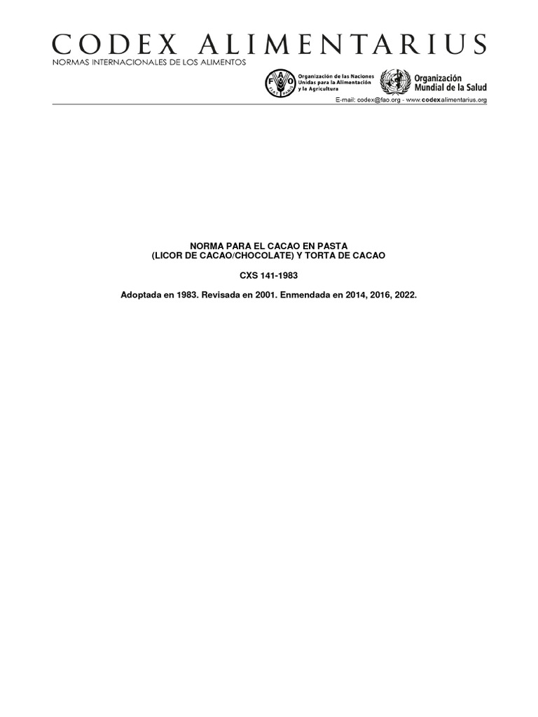 CXS 141s | PDF | Chocolate | Alimentos