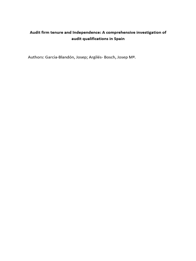 Audit Tenure and Auditor Independence 2 | PDF | Logistic Regression | Audit