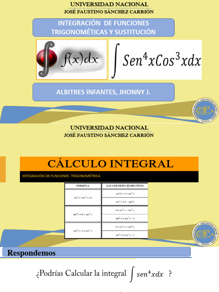 Int. de Func. Trig. SUST TriG 2020 | PDF | Integral | Funciones ...