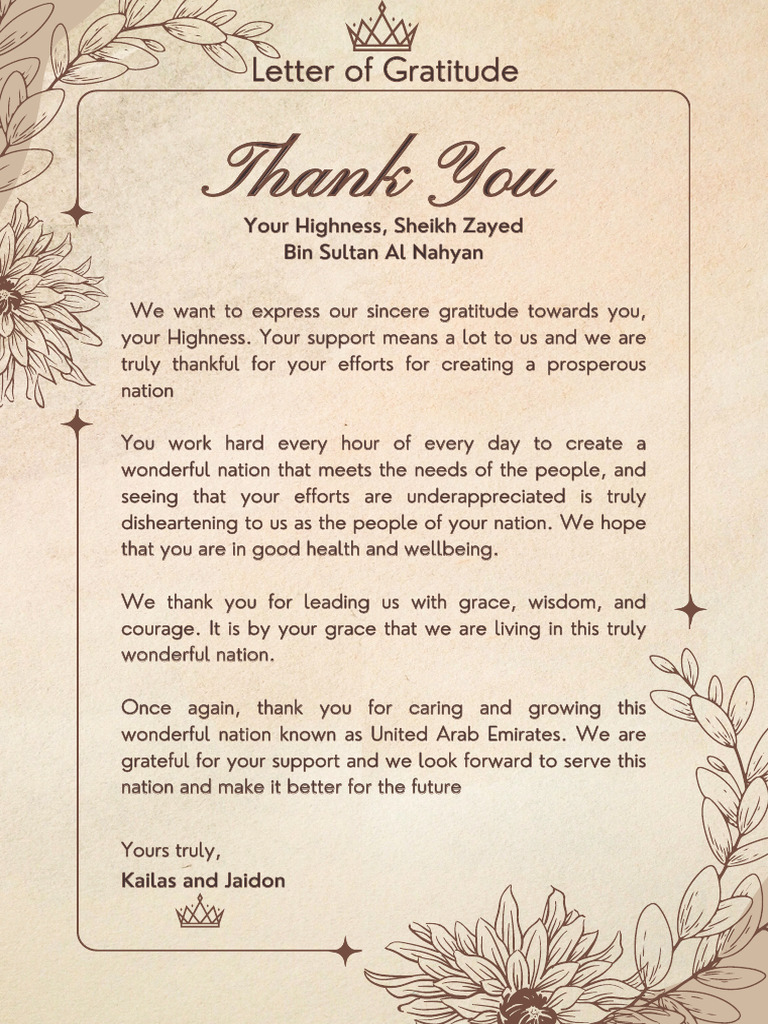 Letter of Gratitude | PDF | Social Science | Cooking, Food & Wine