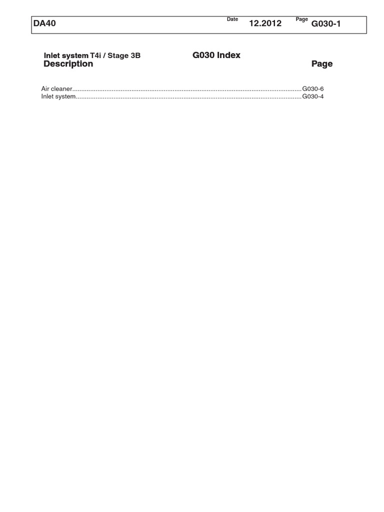 G030 - Inlet System Tier4i-Stage 3B | PDF | Equipment | Gas Technologies