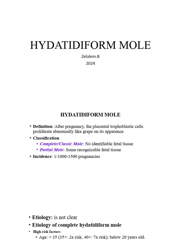HYDATIDIFORM MOLE Session 4 | PDF | Human Pregnancy | Obstetrics