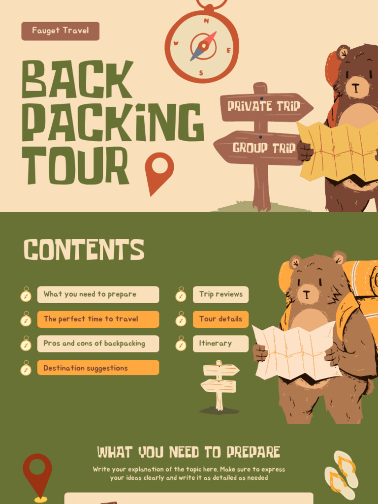 Colorful Illustration Back Packing Tour Presentation | PDF