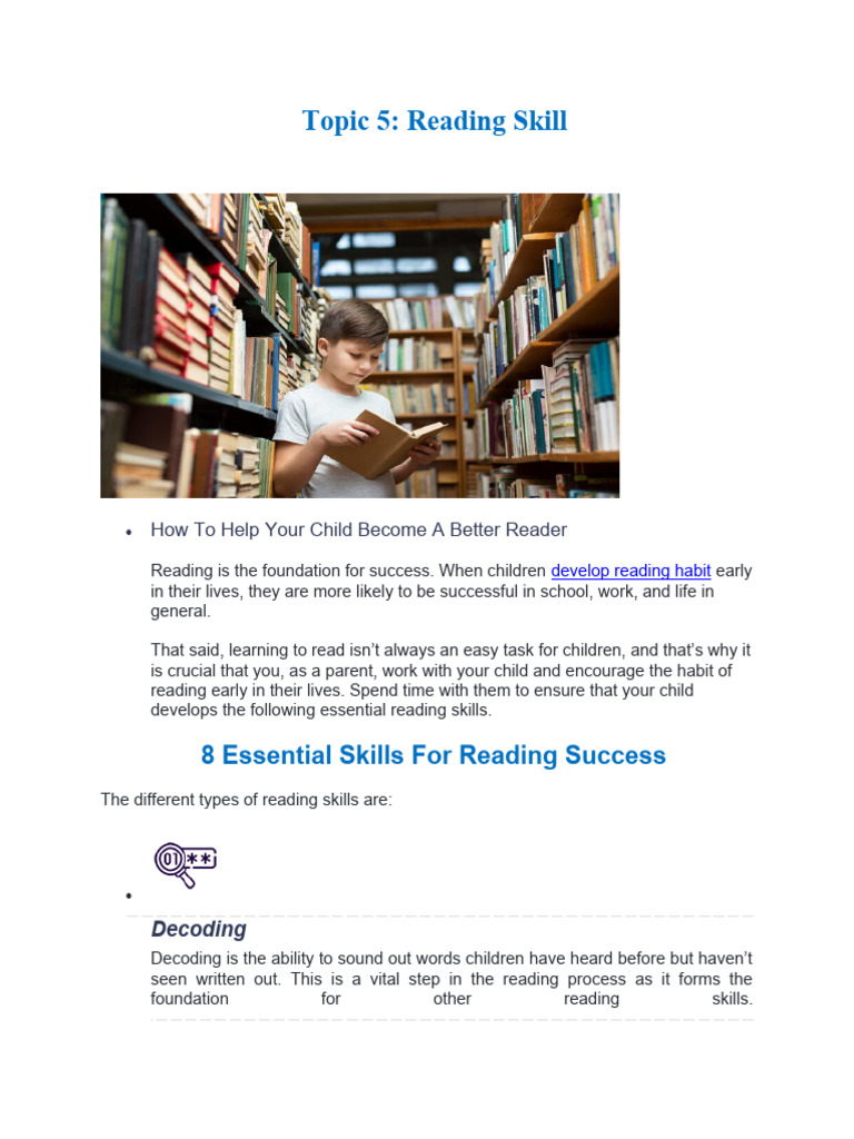 Reading Skill | PDF | Phonics | Reading Comprehension