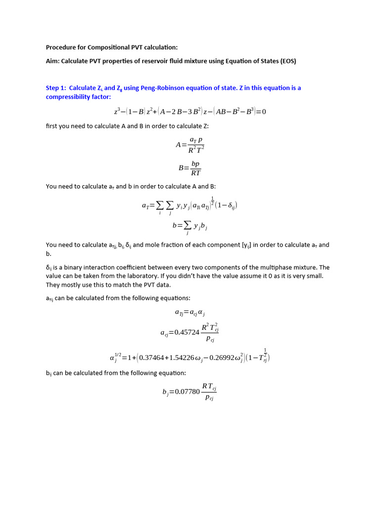 Compositional PVT Calculation Procedure | PDF | Physical Sciences ...
