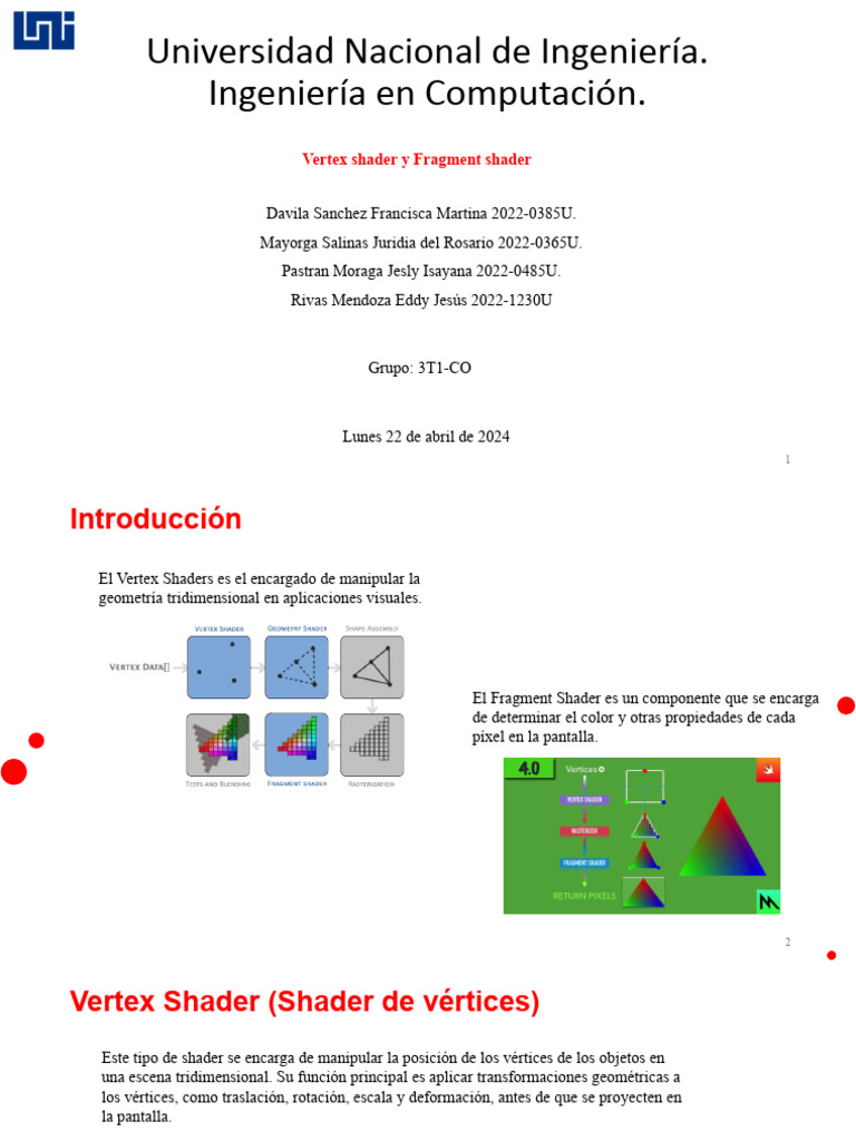 Vertex Shader y Fragment Shader, Grupo 8 | Descargar gratis PDF | Shader | Rotación