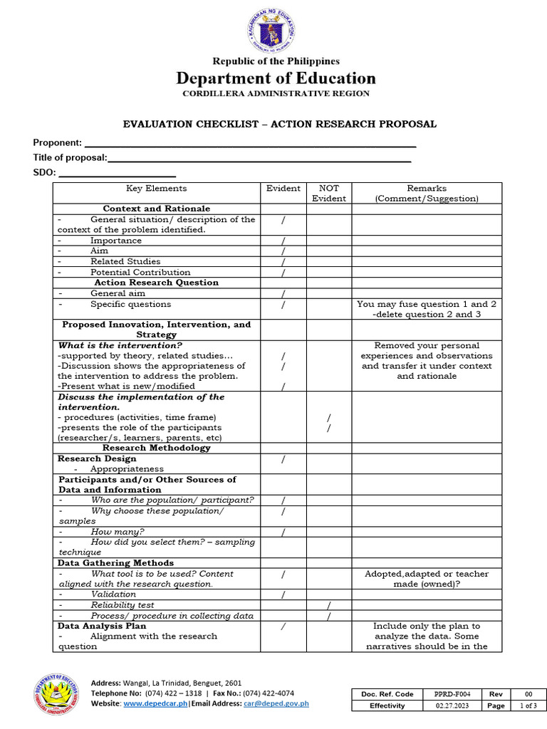 Action Research Proposal Guide | PDF | Data | Evaluation