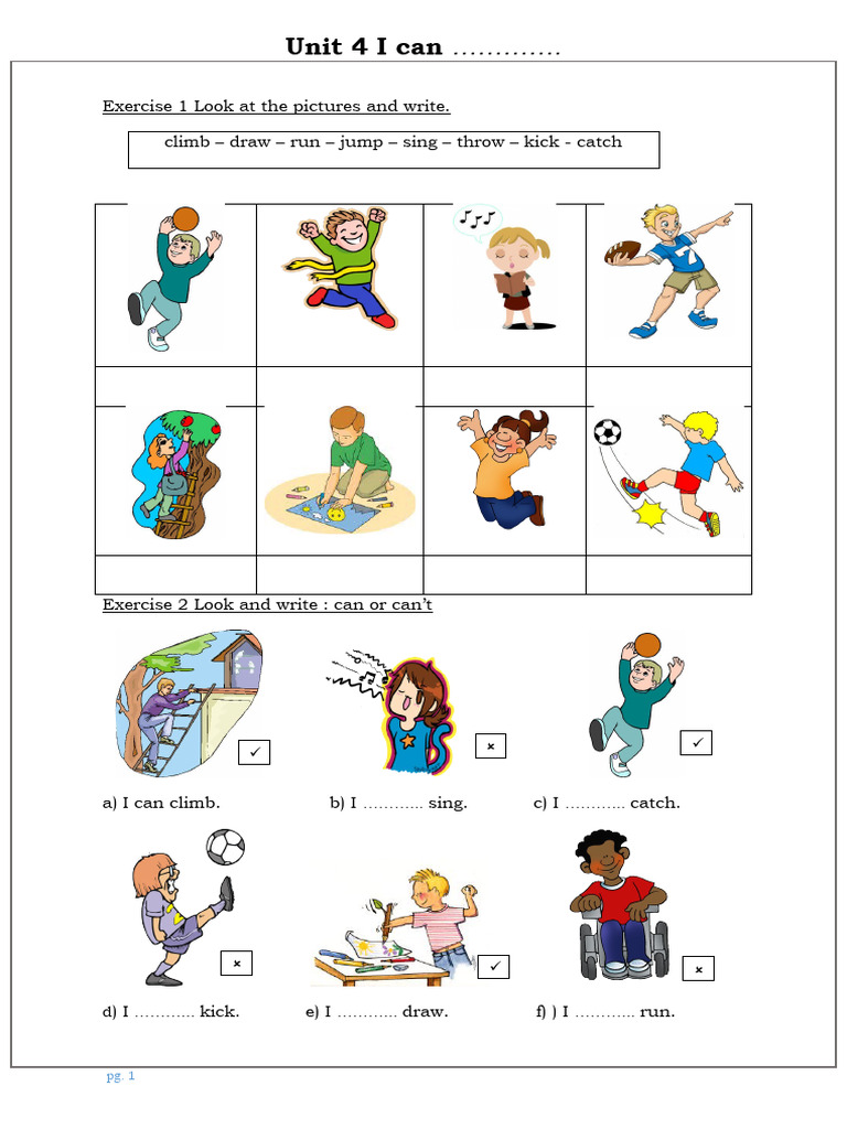Unit 4: I Can Activities Worksheet | PDF