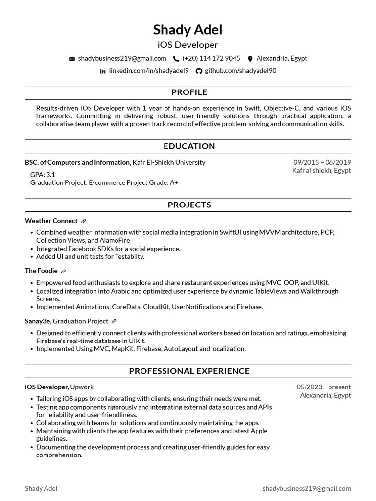 Shady Adel Resume Pdf Ios Usability