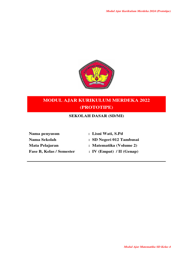 Modu RPP Kelas 4 MTK | PDF