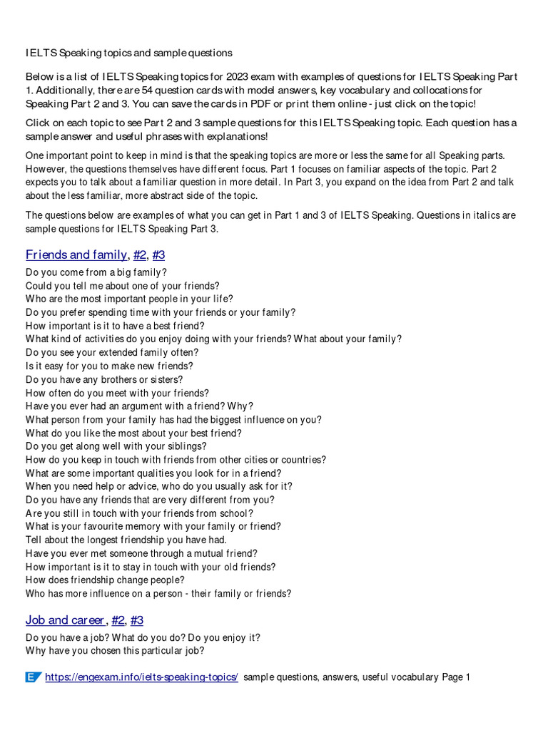 Speaking q 2024 | PDF | Hobbies | Leisure