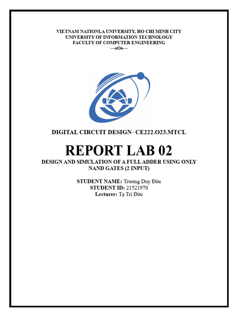 LAB02 Trương Duy Đ C 21521970 | PDF | Logic Gate | Electrical Engineering