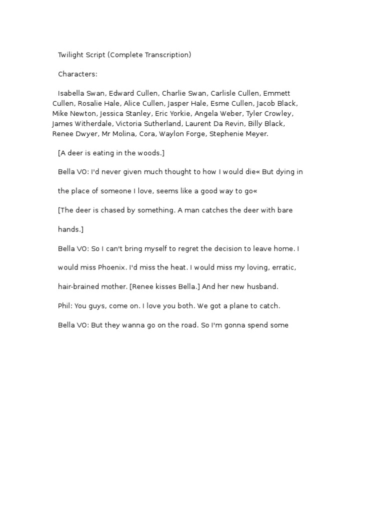 Twilight Script | PDF | Works Based On Twilight Series | The Twilight ...
