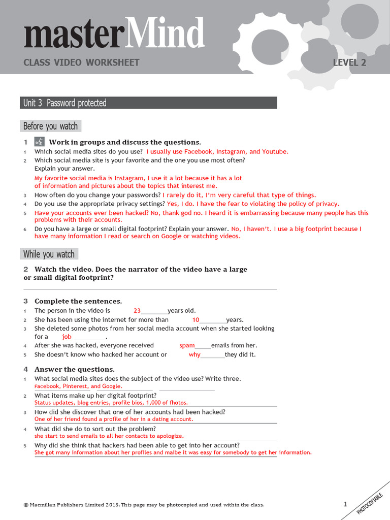 class_video_worksheet | PDF | Popular Culture & Media Studies | Social ...