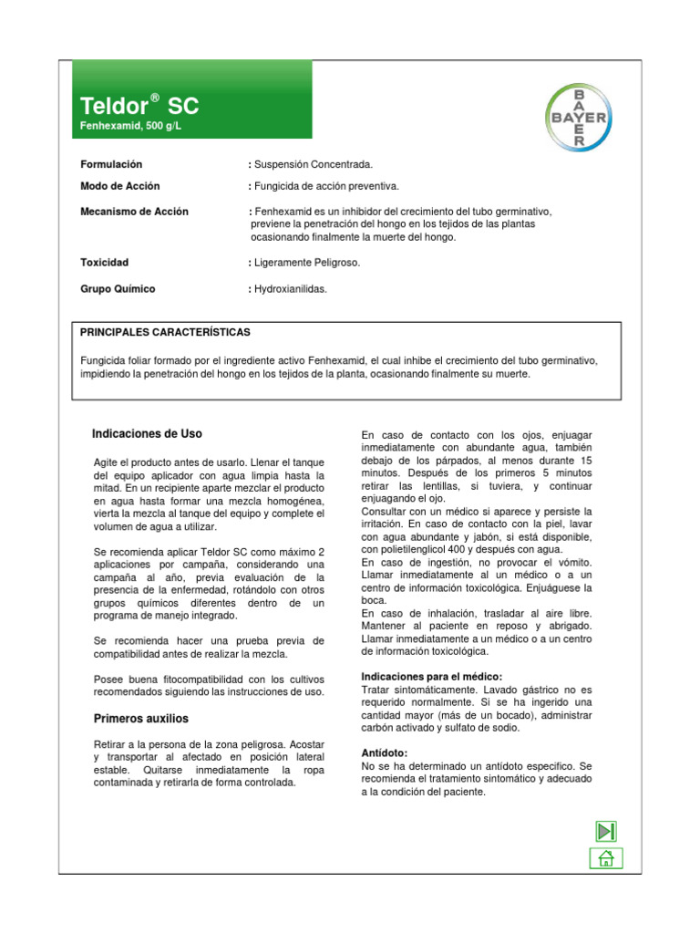 Teldor SC Bayer Ficha Tecnica Peru | PDF | Agua