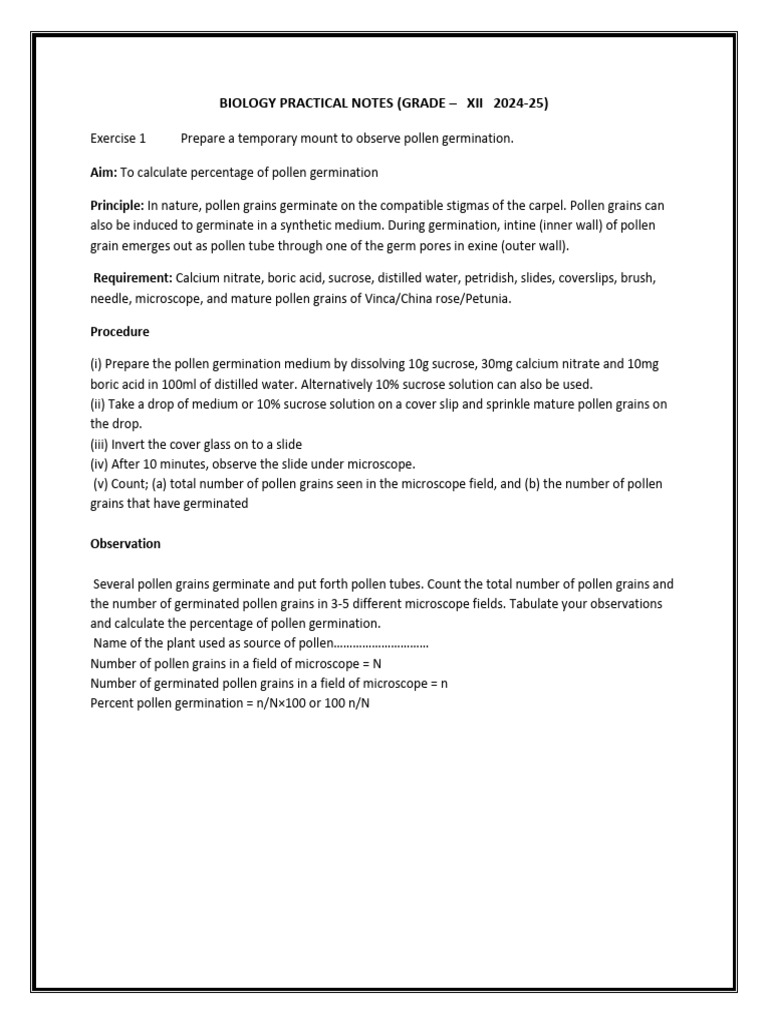 Pollen Germination in Class 12 Biology | PDF | Flowers | Mitosis
