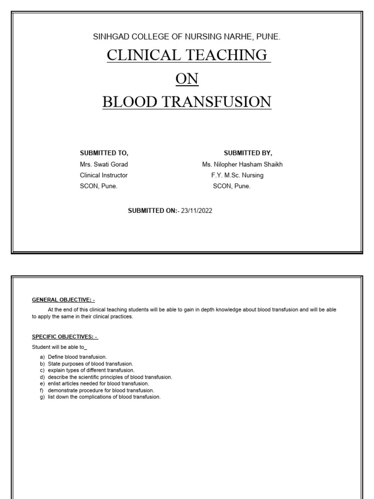 Blood Transfusion | PDF | Blood Transfusion | Intravenous Therapy